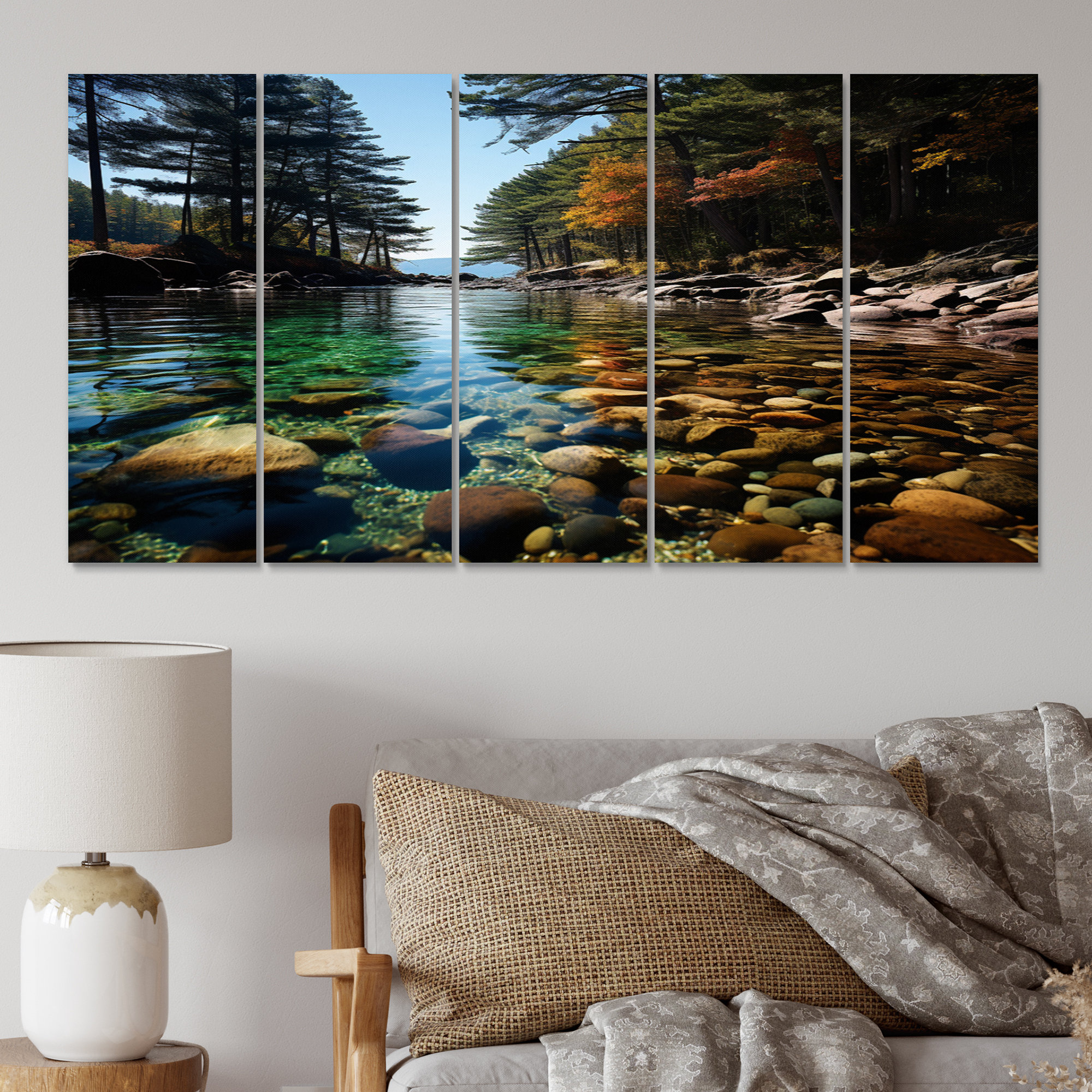 Design Art Forest Acadia National Park II - Landscapes Wall Art Living Room - 5 Equal Panels ...